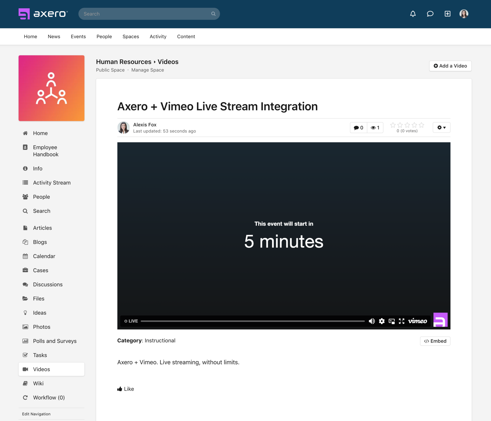 Vimeo - Axero Solutions